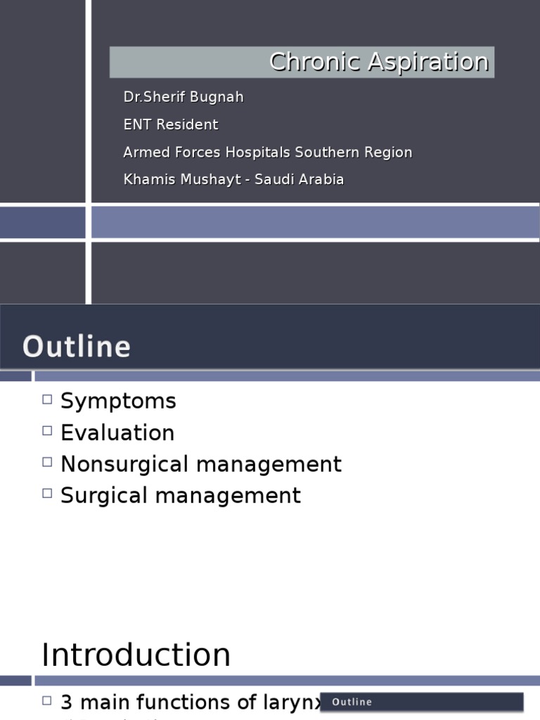 Chronic Aspiration: Symptoms and Management | PDF | Larynx ...