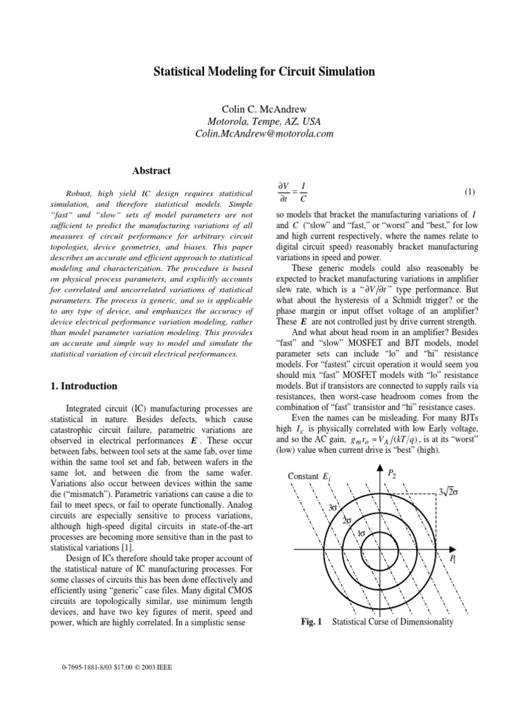 Statistical Modeling For Circuit Simulation | PDF | Spice | Statistics