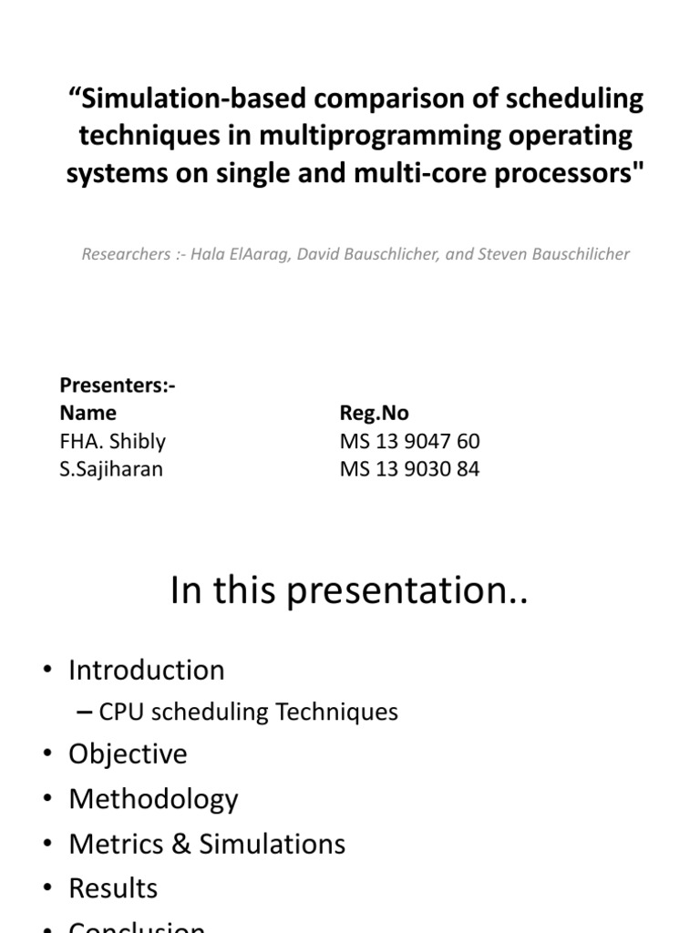 Simulation-Based Comparison of Scheduling Techniques in Multiprogramming | PDF | Scheduling ...