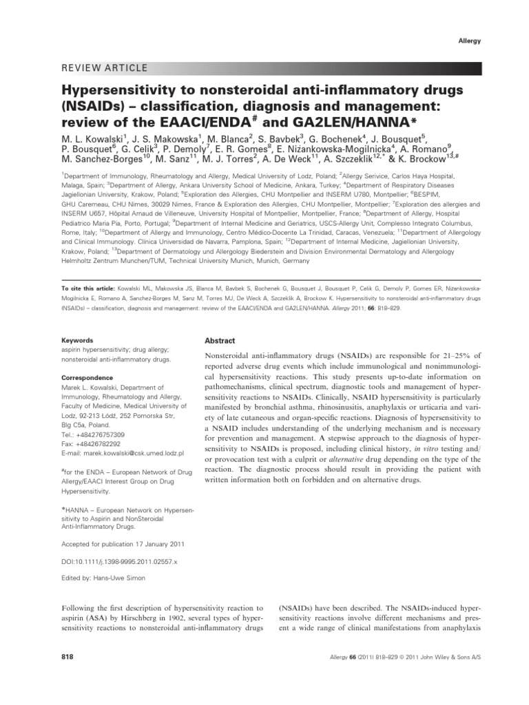 Intolerance NSAID 1 | PDF | Nonsteroidal Anti Inflammatory Drug | Asthma