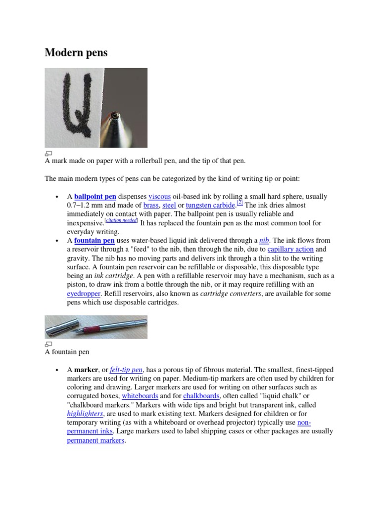 Modern Pen Types Explained | PDF