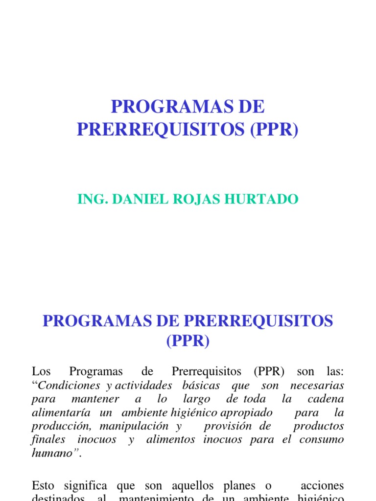 Programas de Prerrequisitos (PPR) | PDF