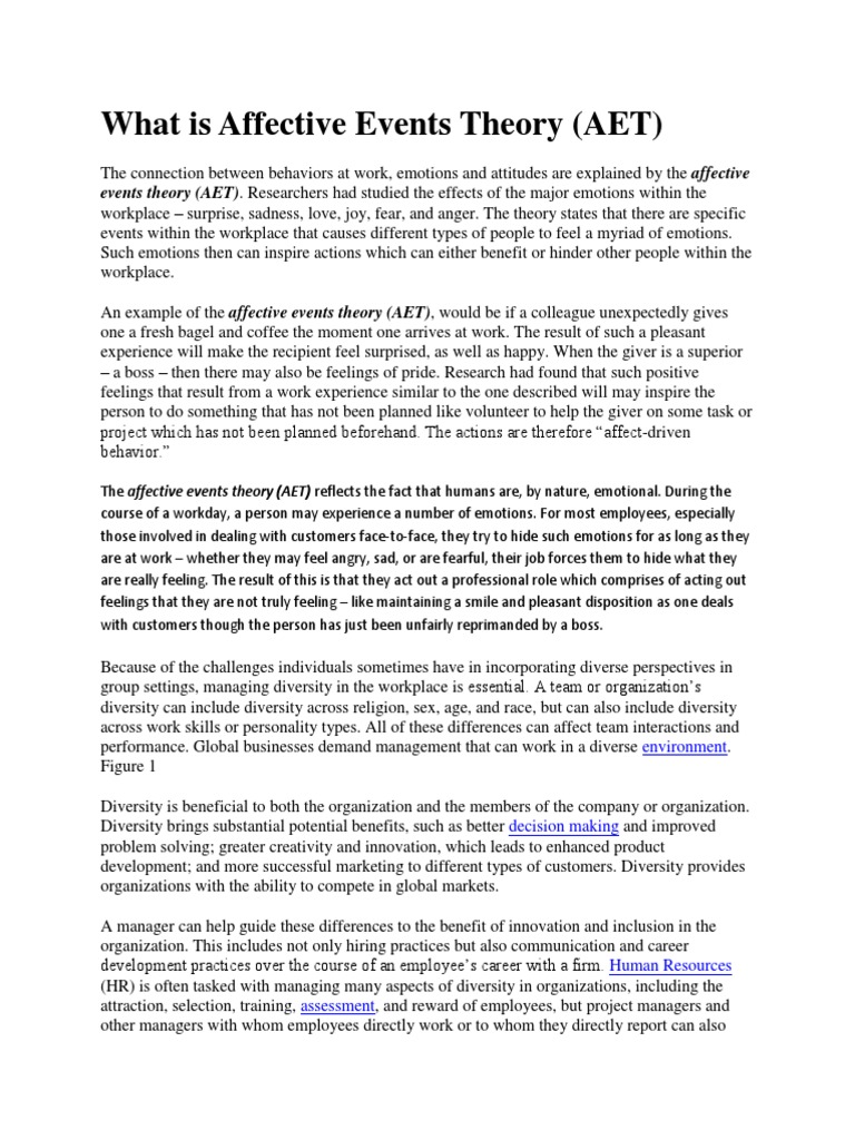 What Is Affective Events Theory (AET) | PDF | Diversity (Business ...