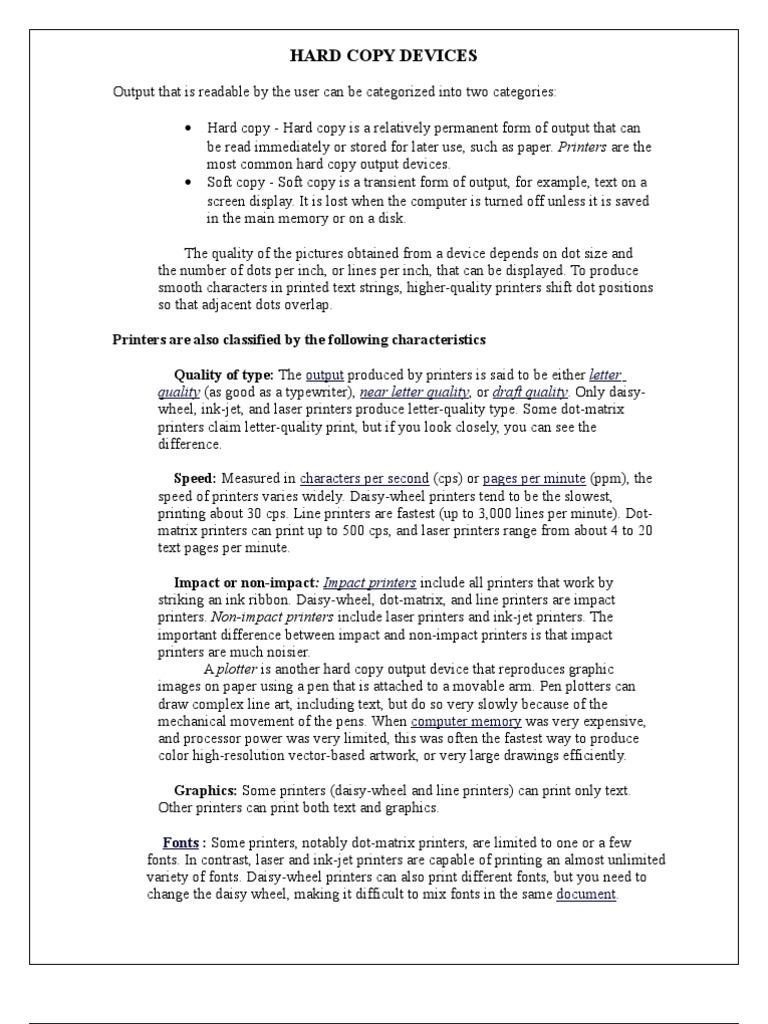 Hard Copy Devices | PDF | Printer (Computing) | Computer Hardware