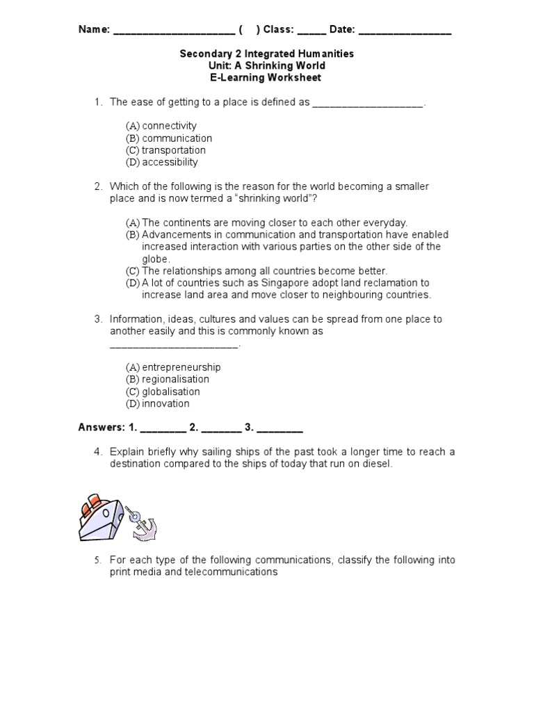 E-Learning Worksheet: Shrinking World Concepts | PDF