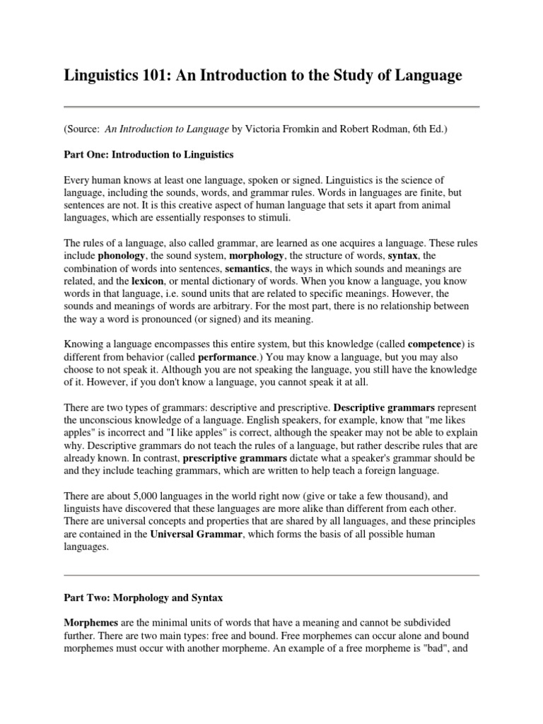 Linguistics 101: An Introduction To The Study of Language | PDF ...