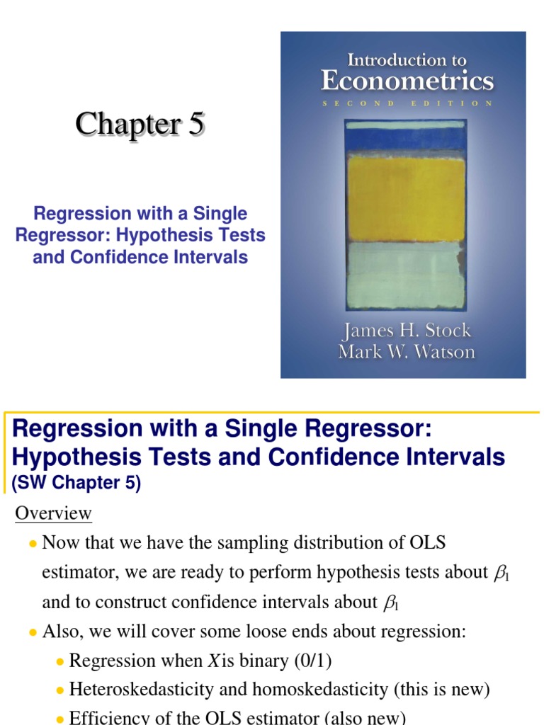 Regression With A Single Regressor Hypothesis Tests And Confidence