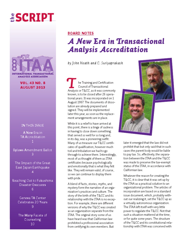 Script: A New Era in Transactional Analysis Accreditation | PDF ...