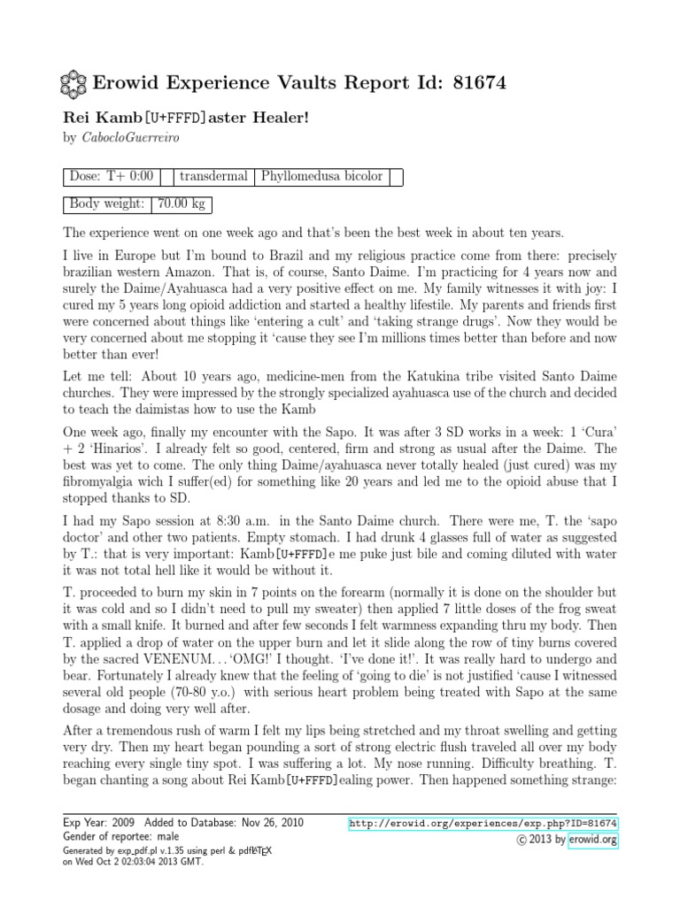 Erowid Experience Vaults Report Id: 81674: Rei Kamb (U+FFFD) Aster ...