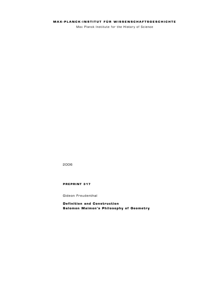 Gideon Freudenthal, Definition and Construction Salomon Maimon's ...