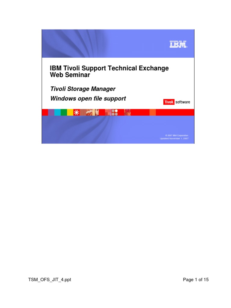 TSM_Open File Support | File System | Backup