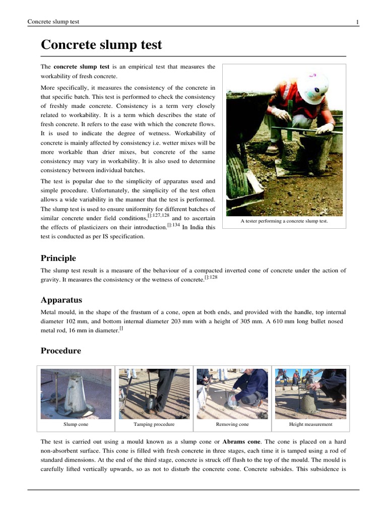 Concrete Slump Test | PDF | Civil Engineering | Structural Engineering