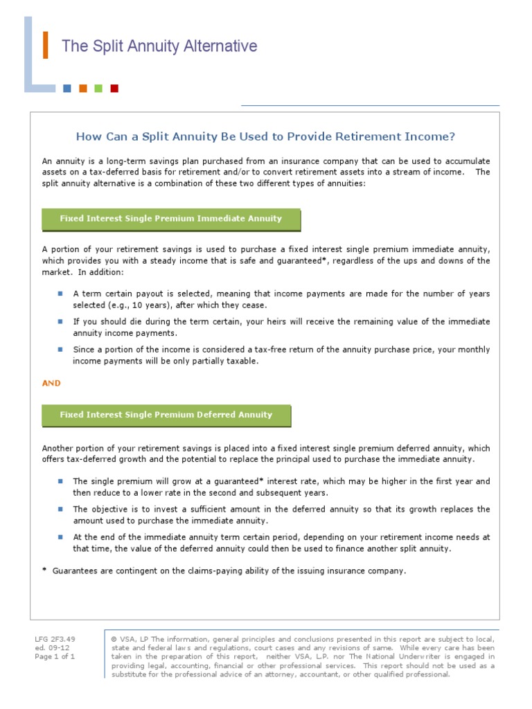 Split Annuity Alternative | PDF | Annuity (European) | Income