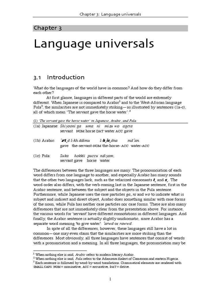 Language Universals | PDF | Verb | Vowel