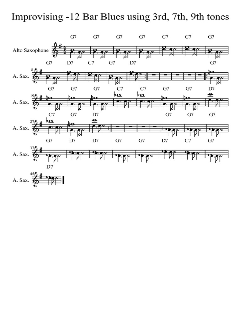 12 Bar Blues Improvisation Guide | PDF