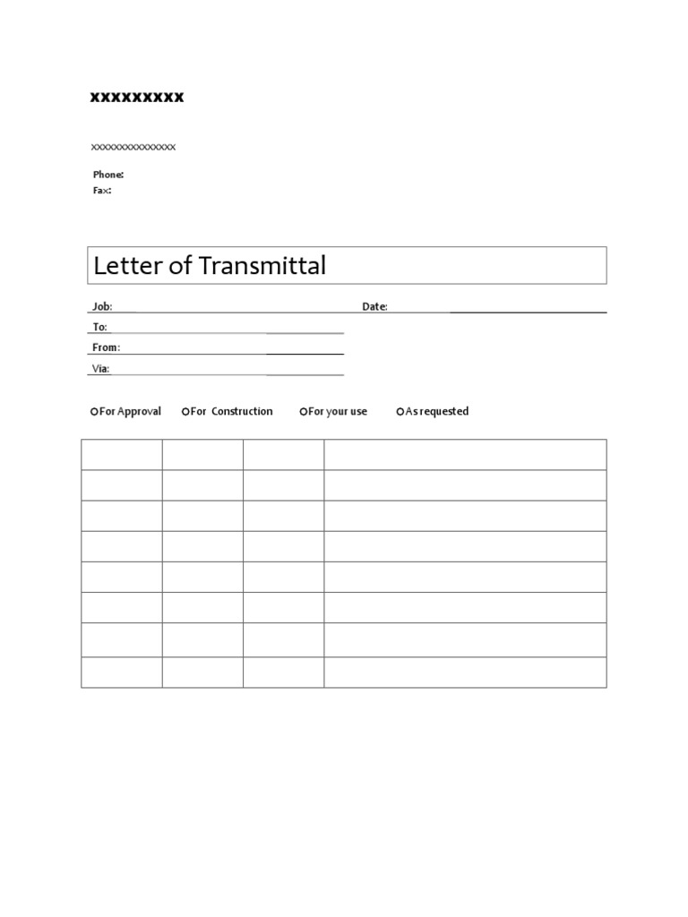 Letter of Transmittal Template | PDF