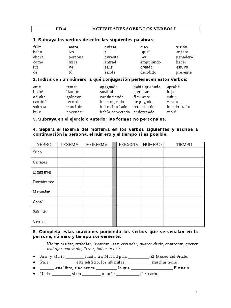 Ud4 Refuerzo Verbos | PDF | Verbo | Conjugación gramatical