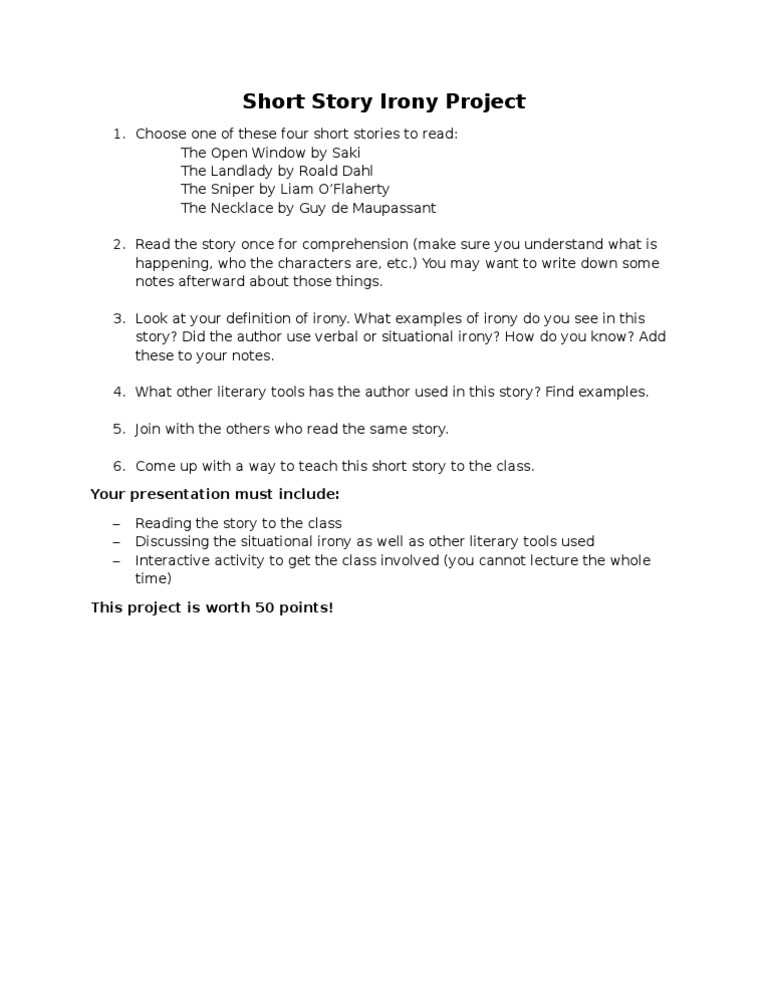 Short Story Irony Project | PDF | Irony | Short Stories