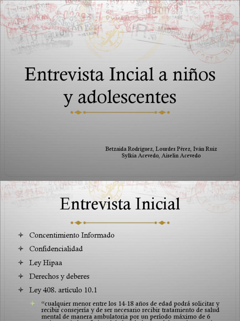 Entrevista A Niños y Adolescentes 3 | PDF | Comportamiento | Sicología