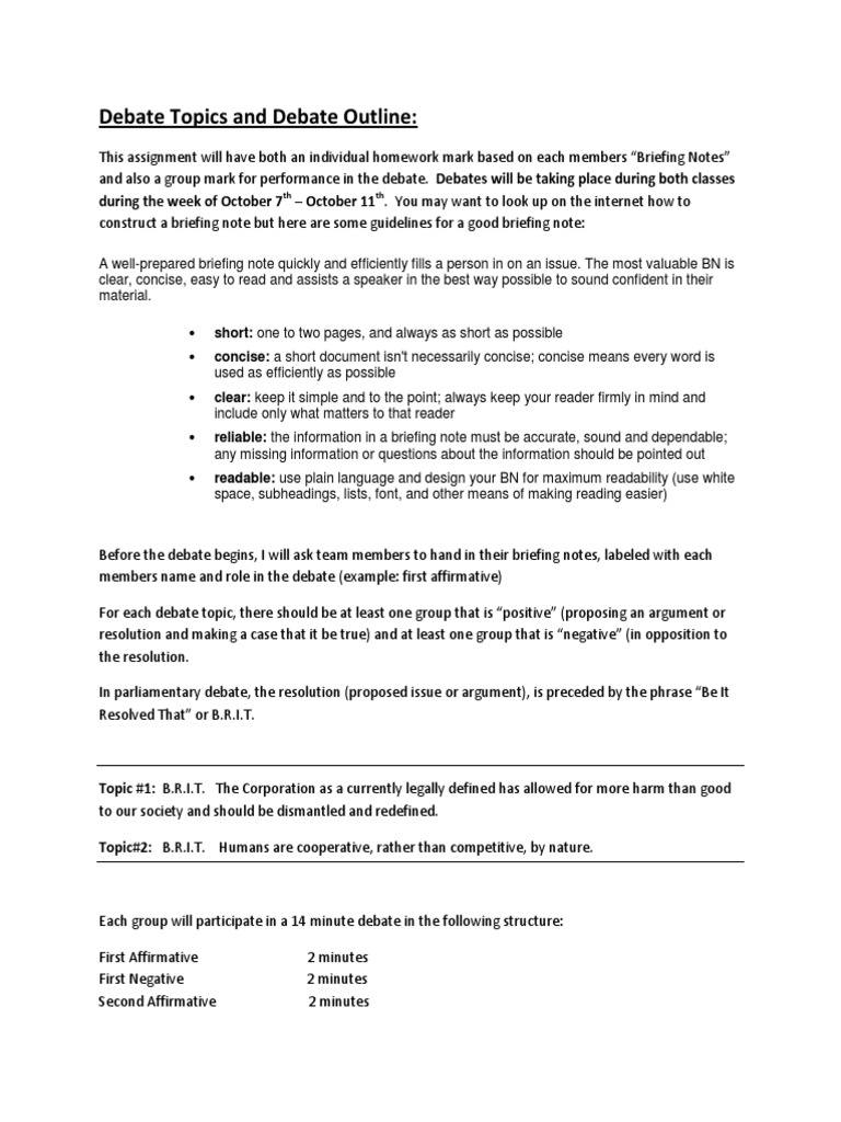 Debate Topics and Debate Outline | PDF | Punishments | Epistemology