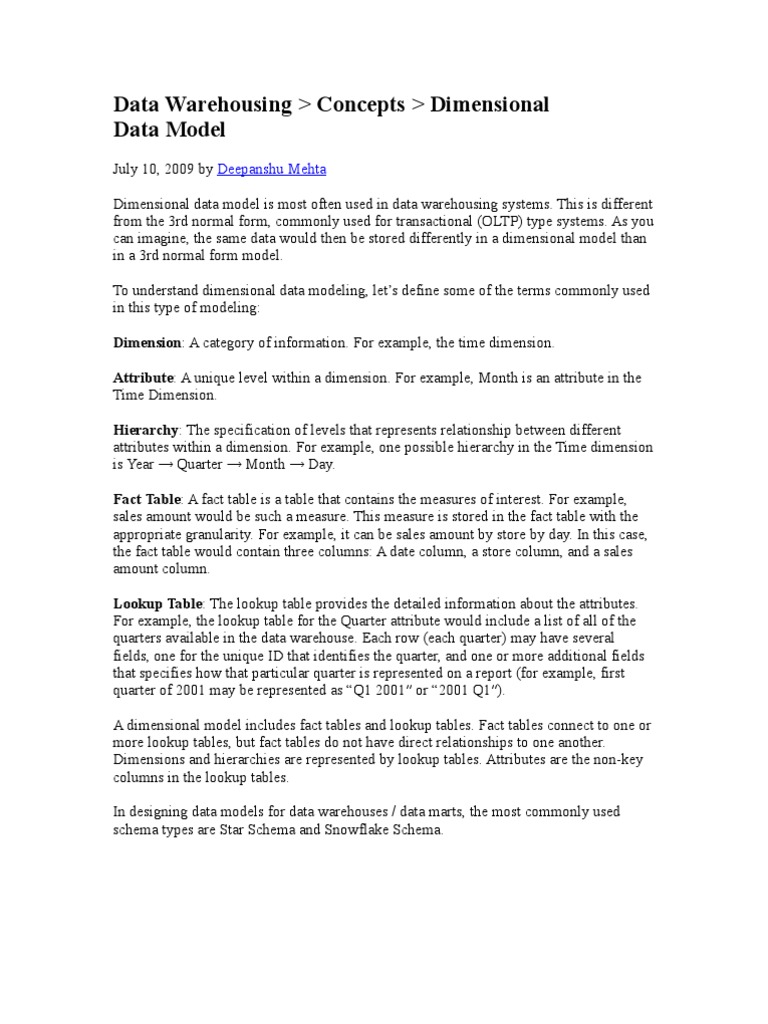 Dimensional Data Modeling Guide | PDF