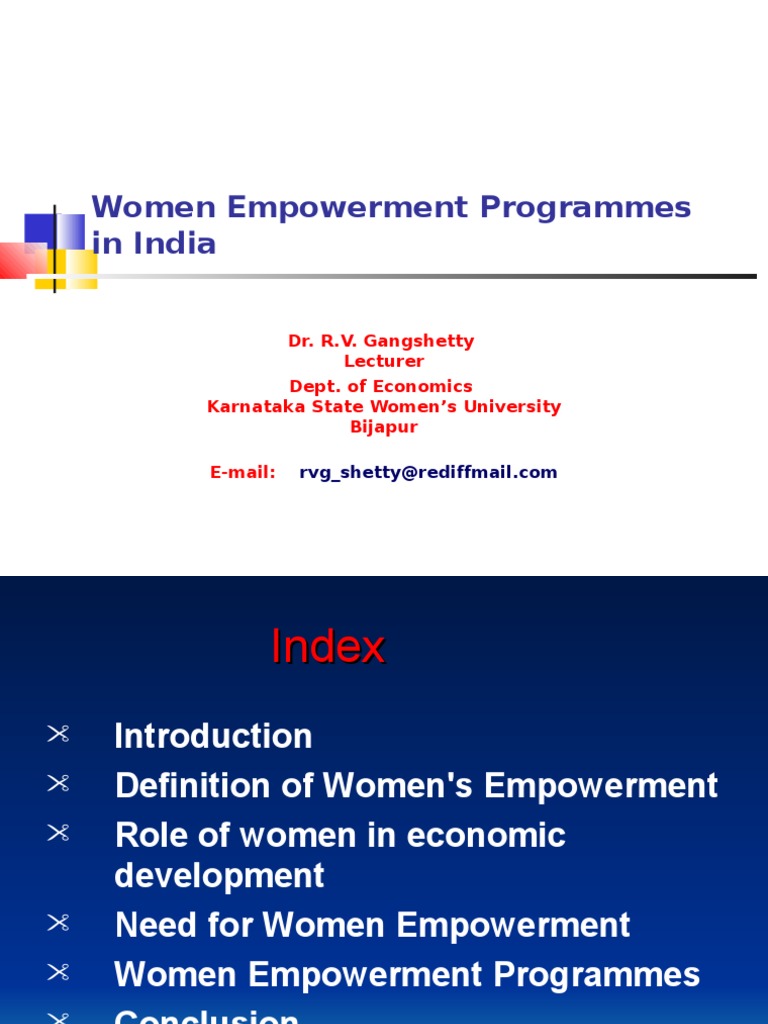 Women Empowerment Programmes in India by Gangshetty | PDF | Empowerment ...