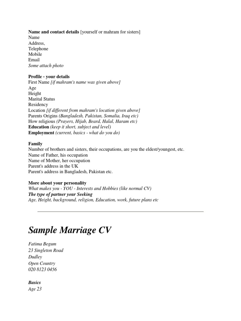 Shadi Resume 2 | PDF | Marriage | Bangladesh
