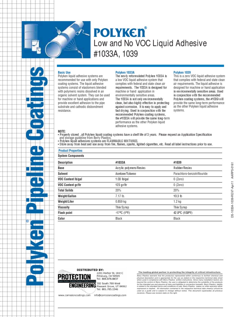Polyken 1033A 1039 Primer | PDF | Adhesive | Volatile Organic Compound