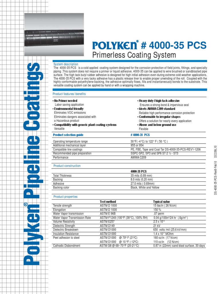 Polyken 4000 Primerless | PDF | Foot (Unit) | Adhesive
