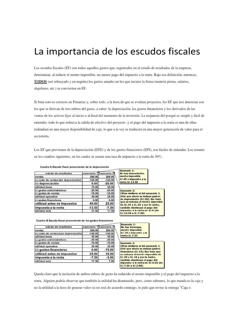 Importancia del Escudo Fiscal | PDF | Depreciación | Impuesto sobre la ...