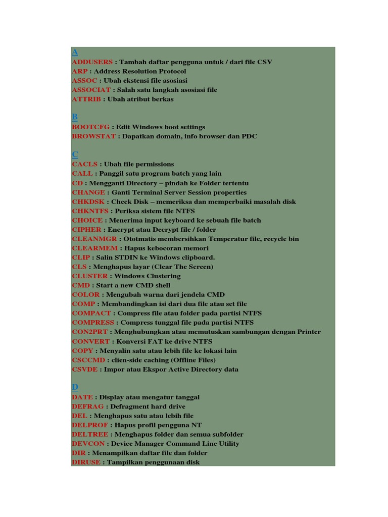 Kode Kode CMD | PDF | Komputer