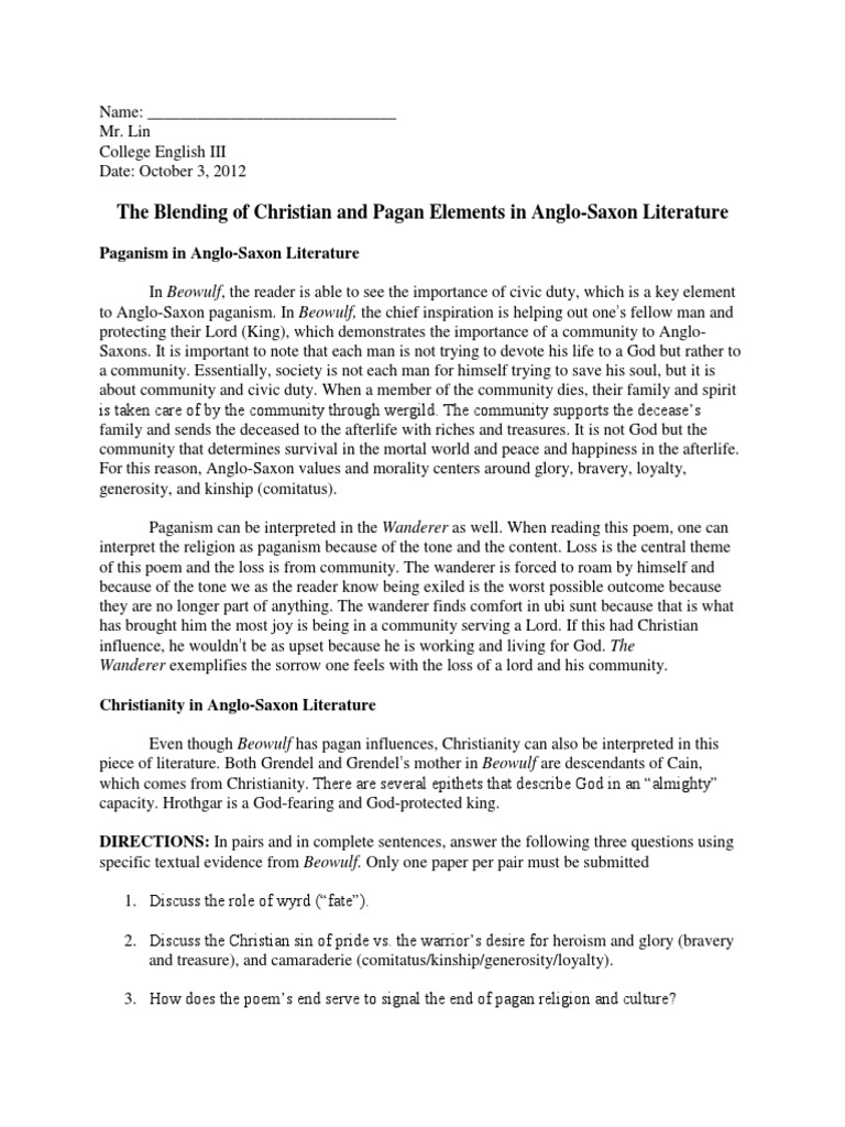 Christian and Pagan Themes in Beowulf | PDF | Old English Poems | Poetry