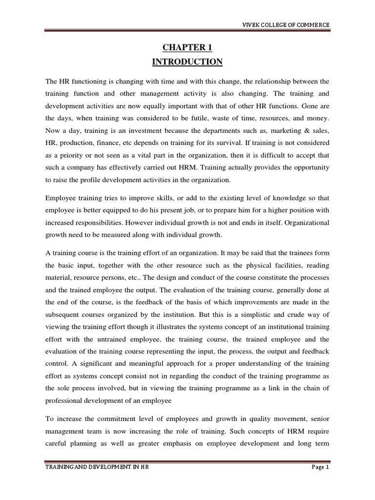 Training and Development Project On HRM | PDF | Organization ...