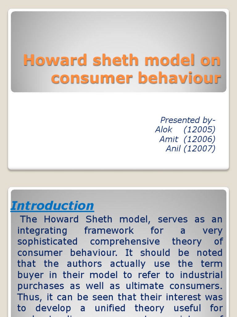 Howard Sheth Model On Consumer Behaviour | PDF | Consumer Behaviour ...