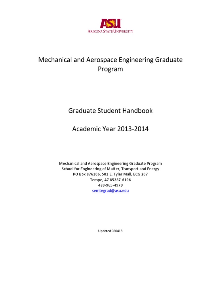 MAE Graduate Student Handbook 2013-14 Final | Download Free PDF | Graduate School | Thesis