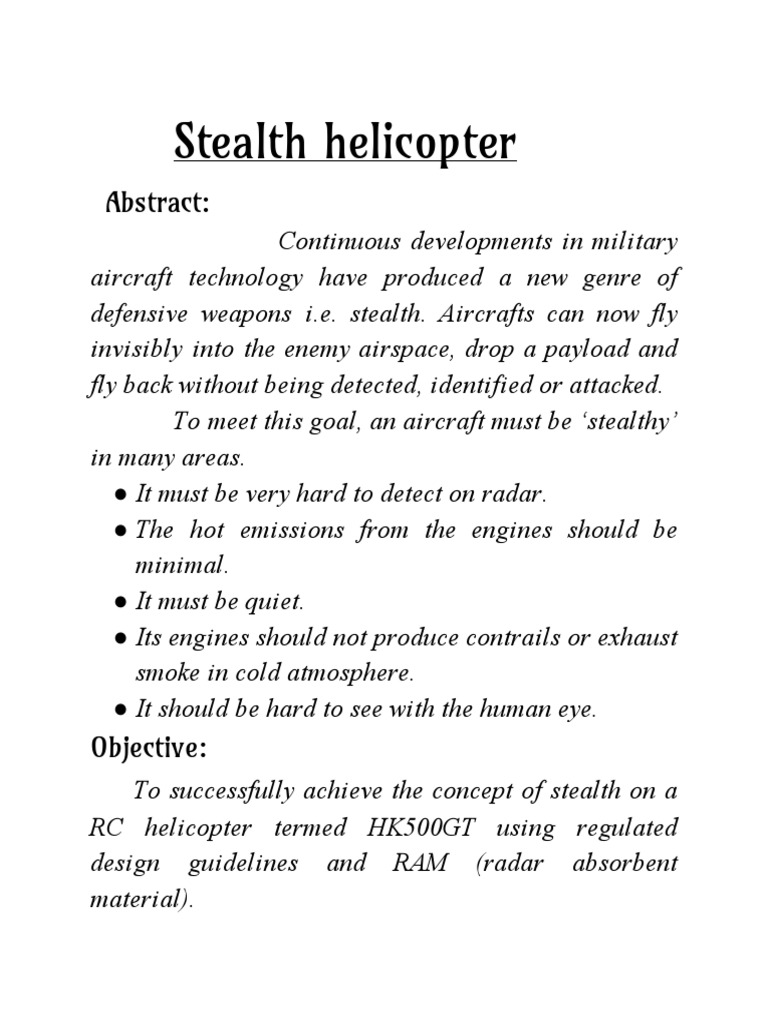Stealth Helicopter | PDF | Sikorsky Uh 60 Black Hawk | Warfare