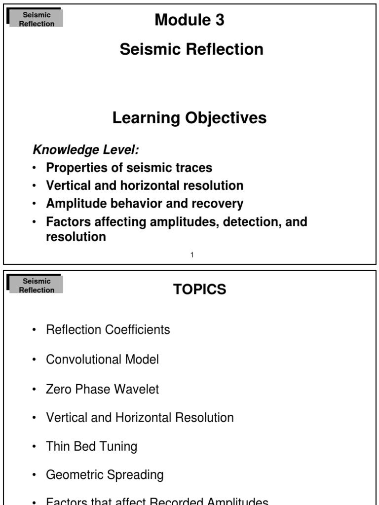 Module 03 Seismic Reflection | PDF | Reflection Seismology | Reflection (Physics)