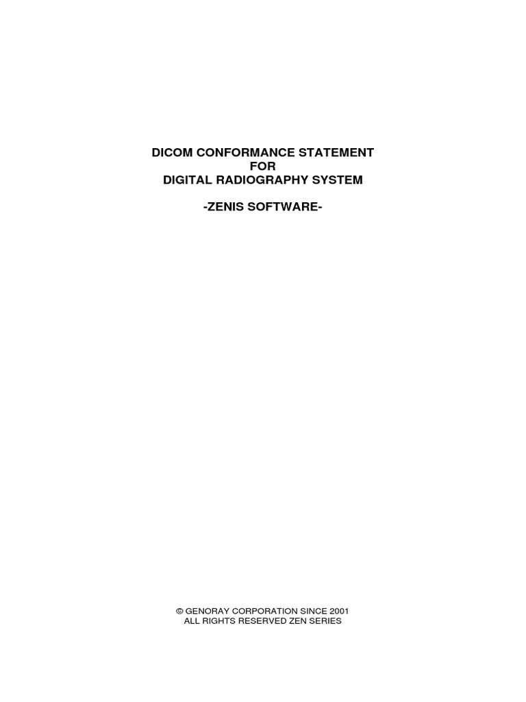 (GENORAY) DICOM Conformance Statement For ZENIS | PDF | Transmission ...