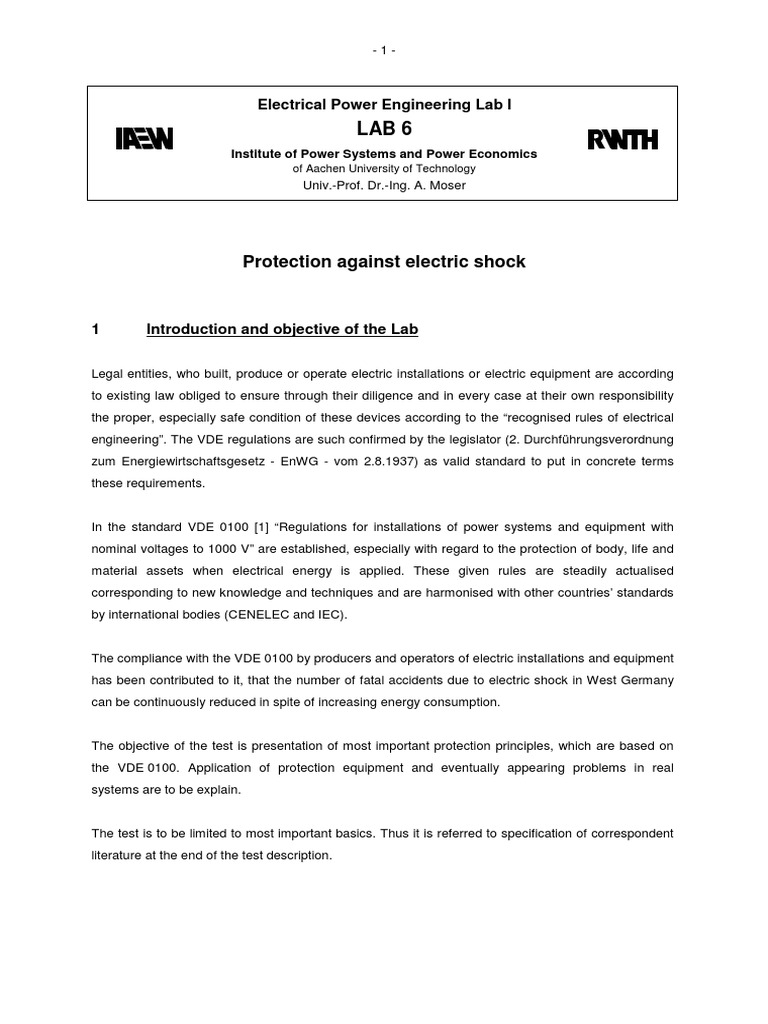 Protection Against Electric Shock: Electrical Power Engineering Lab I ...