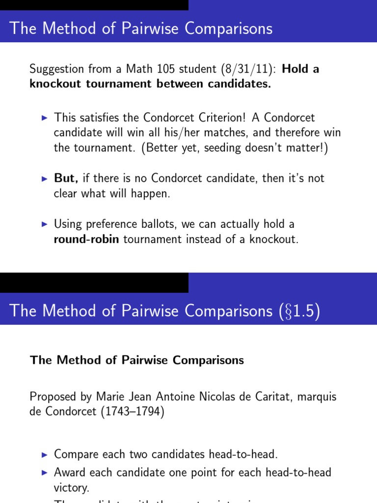 Method of Pairwise Comparison | PDF | Voting System | Group Decision Making