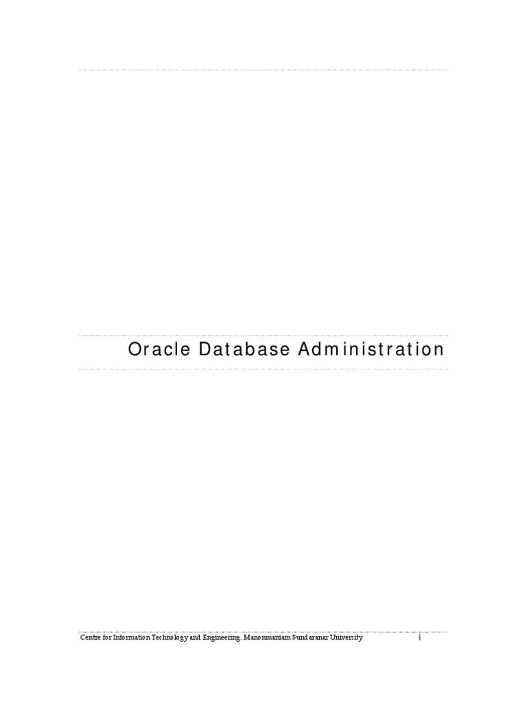 Oracle Database Administration Pdf Oracle Database Sql