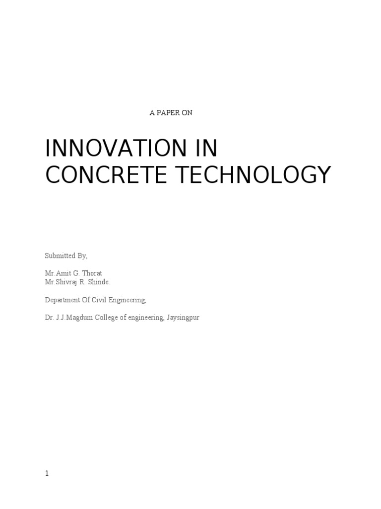 Innovation in Concrete Technology | PDF | Concrete | Cement