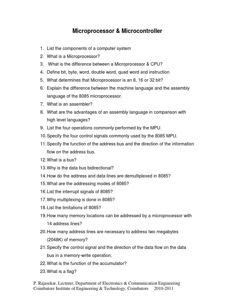 Microprocessor Two Marks Question PDF | Download Free PDF | Instruction ...