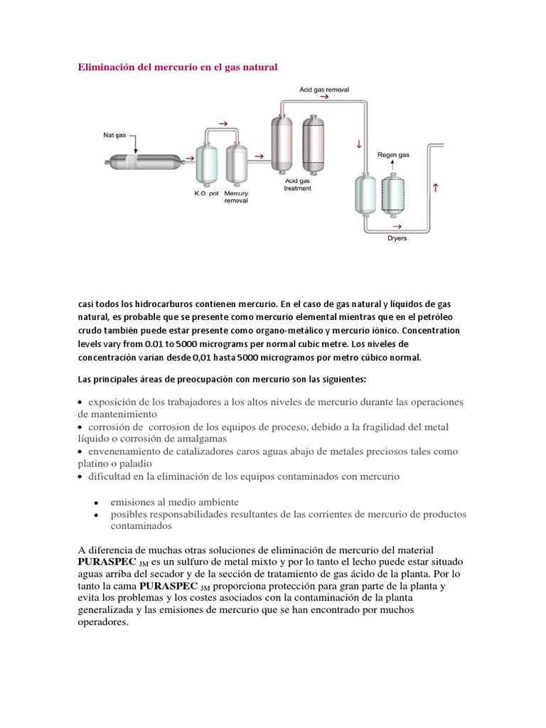 Eliminación Del Mercurio en El Gas Natural | PDF | Mercurio (Elemento ...