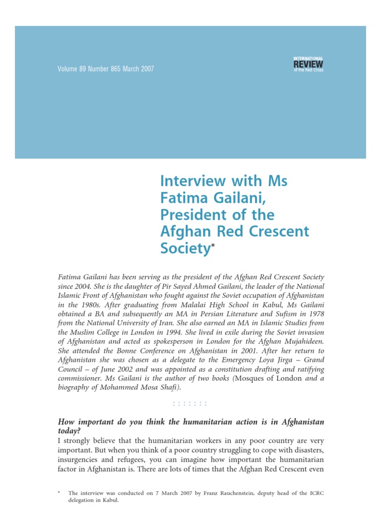 Interviiew of Ms Fatima Gilani | PDF | International Federation Of Red ...