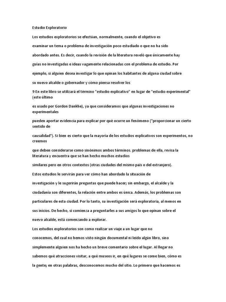 Estudio Exploratorio: Definición y Ejemplos | PDF | Evidencia | Ciencia ...