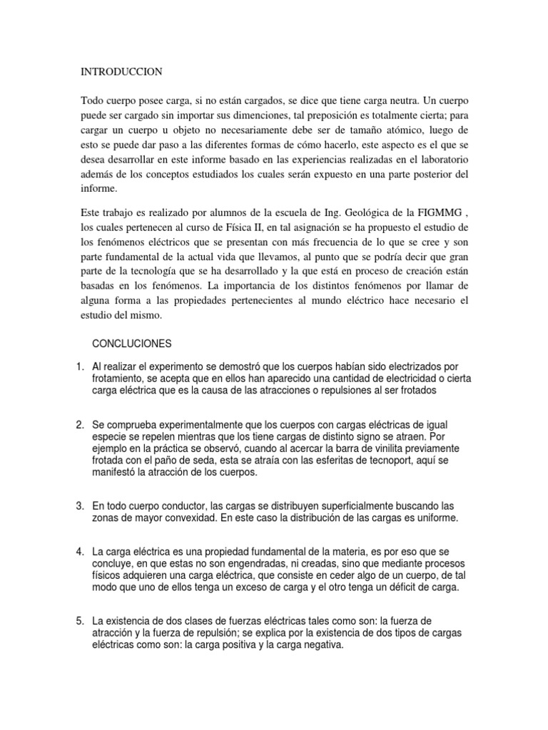 Introduccion y Concluciones | PDF | Electricidad | Física Introduccion y Concluciones | PDF | Electricidad | Física