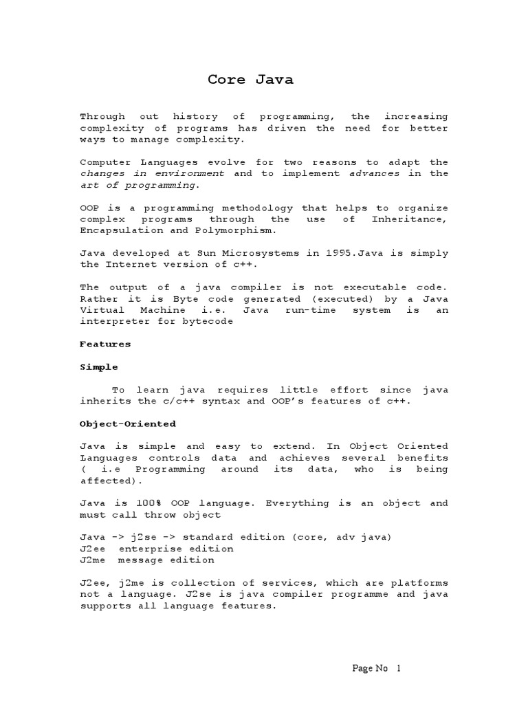 Core Java Material | PDF | Inheritance (Object Oriented Programming) | Class (Computer Programming)