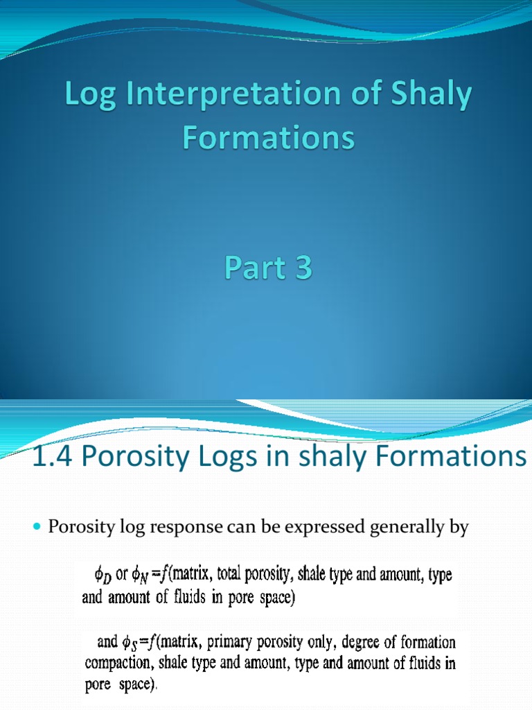 Analyzing Porosity Logs in Shaly Formations | PDF | Shale | Porosity