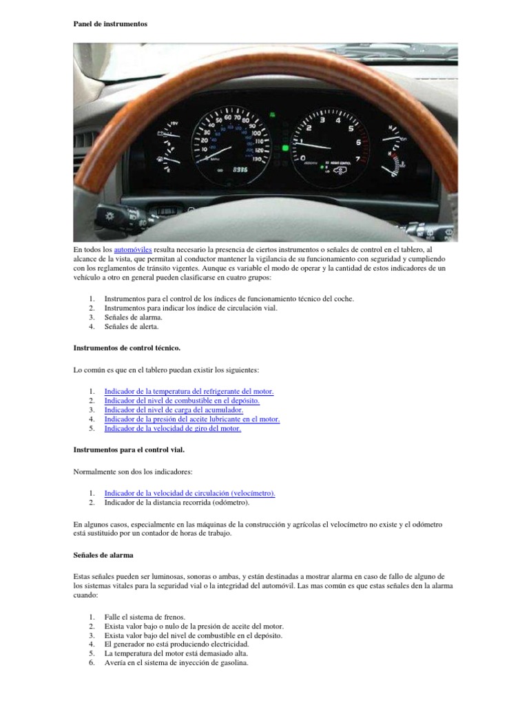 Panel de Instrumentos | PDF | Coche | Vehículos